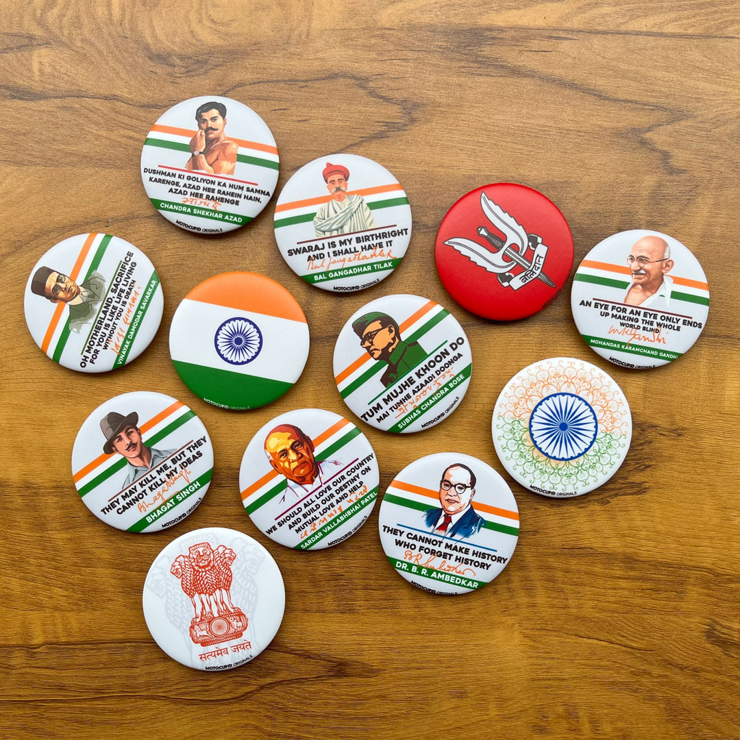 Indian Freedom Fighters Pin Badges for Sale from Motocupid