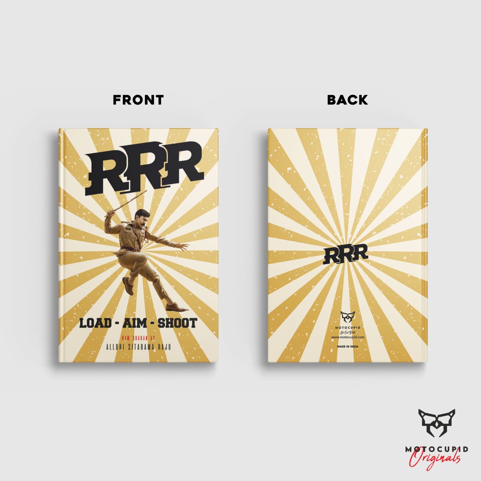 Load Aim Shoot From RRR Movie A5 Hard Bound Note book – Plain White Paper - Motocupid